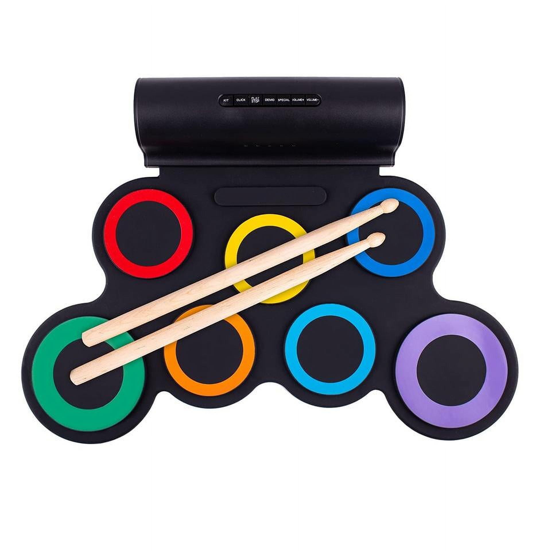 7 Pads Electronic Drum Set, Roll-Up Drum Practice Pad Drum Kit with ...
