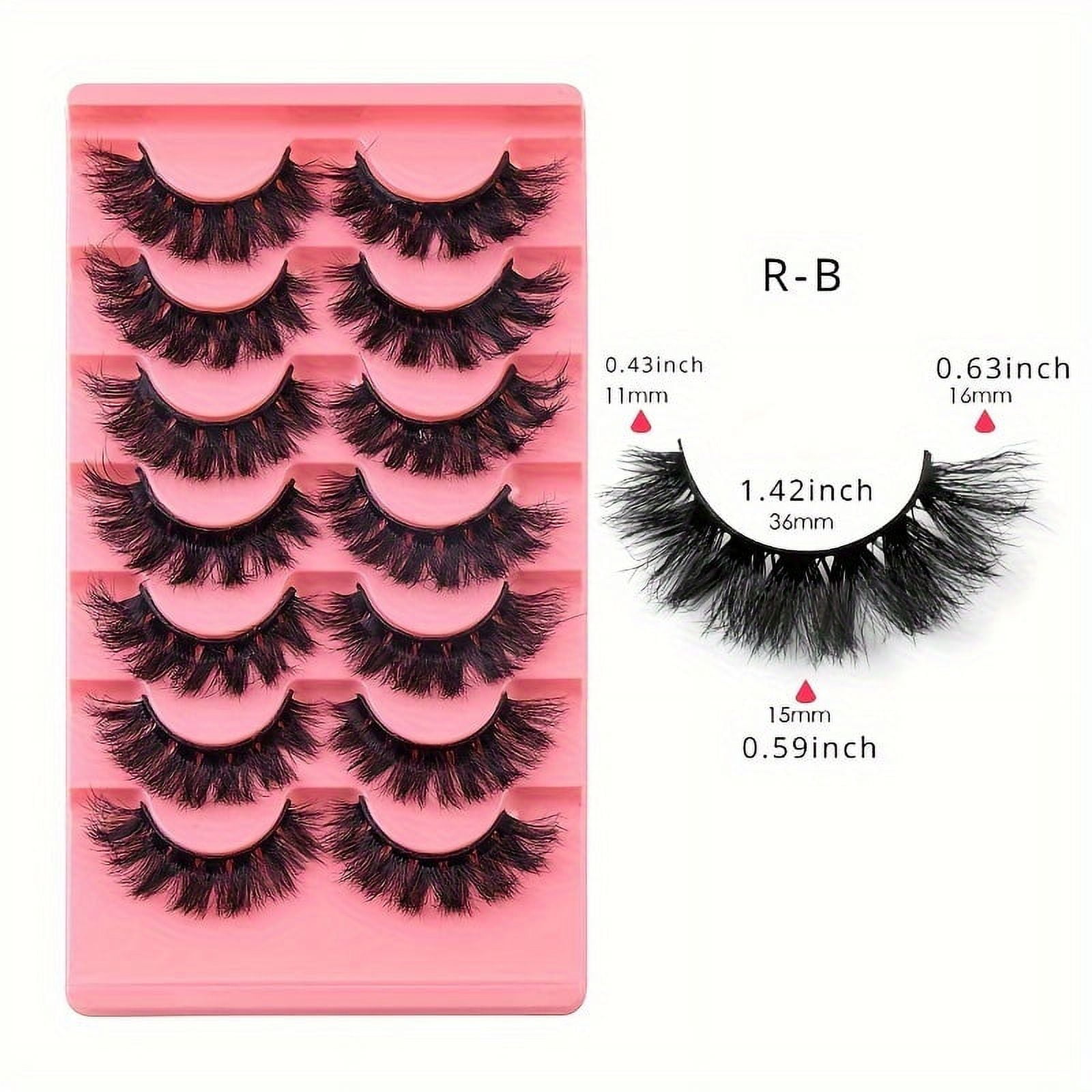 7 Pairs 36mm 3D Faux Mink False Eyelashes, Natural Fluffy Thick ...
