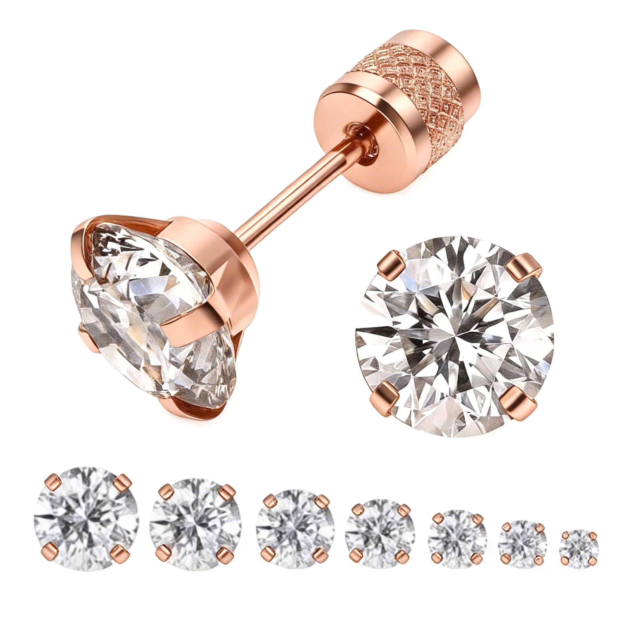 7 Pairs Birthstone Flat Back Earrings for Women, Hypoallergenic ...
