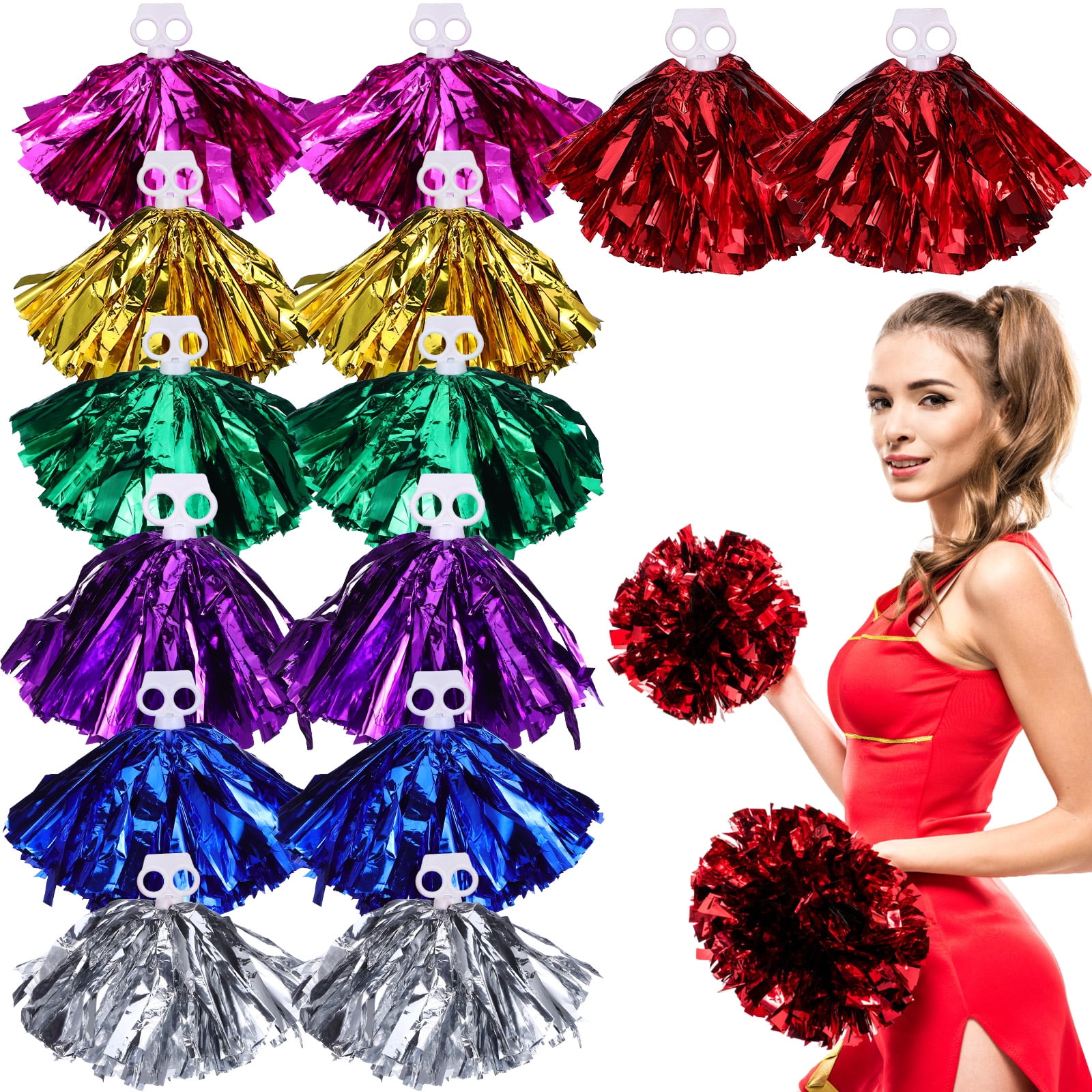 7 Pairs Cheerleading Flower Ball Handheld Pom Poms Party Favors