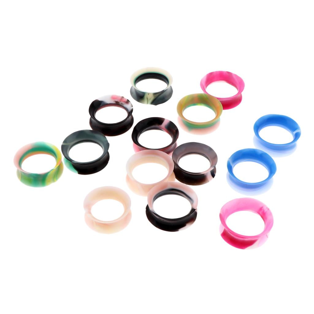 7 Pairs Colorful Soft Silic Flexible Tunnels Expanders Gauges 20MM ...