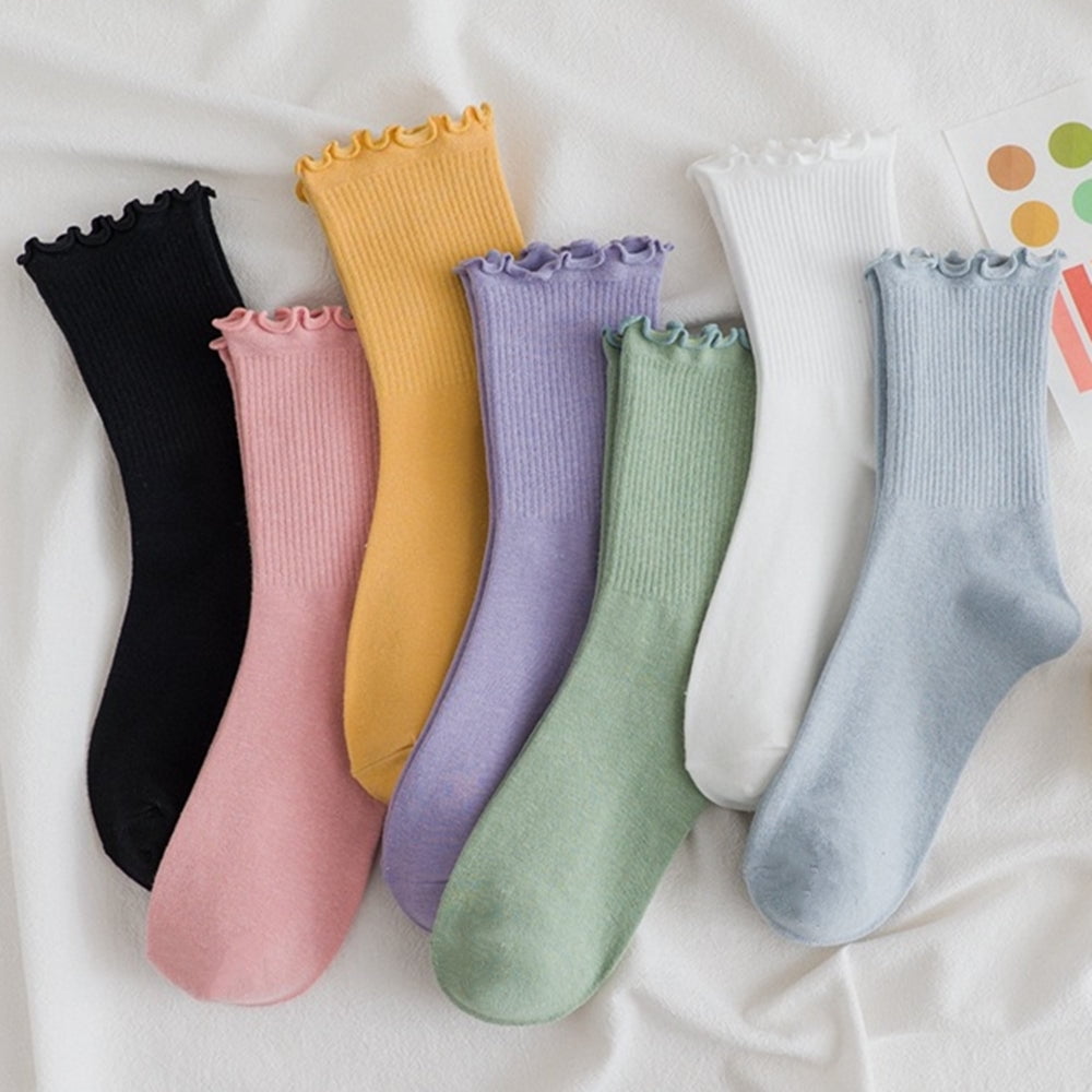 7 Pairs Cute Ruffle Socks for Women - Warm, Casual, and Colorful ...