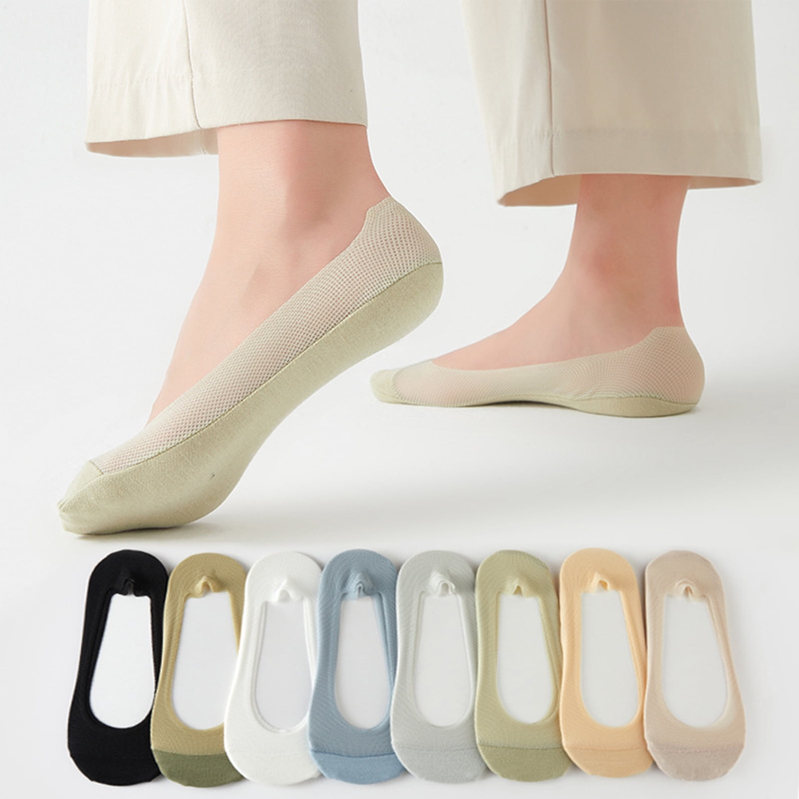 7 Pairs Low Cut Socks for Women No Show Ankle Short Cotton Socks Ice ...