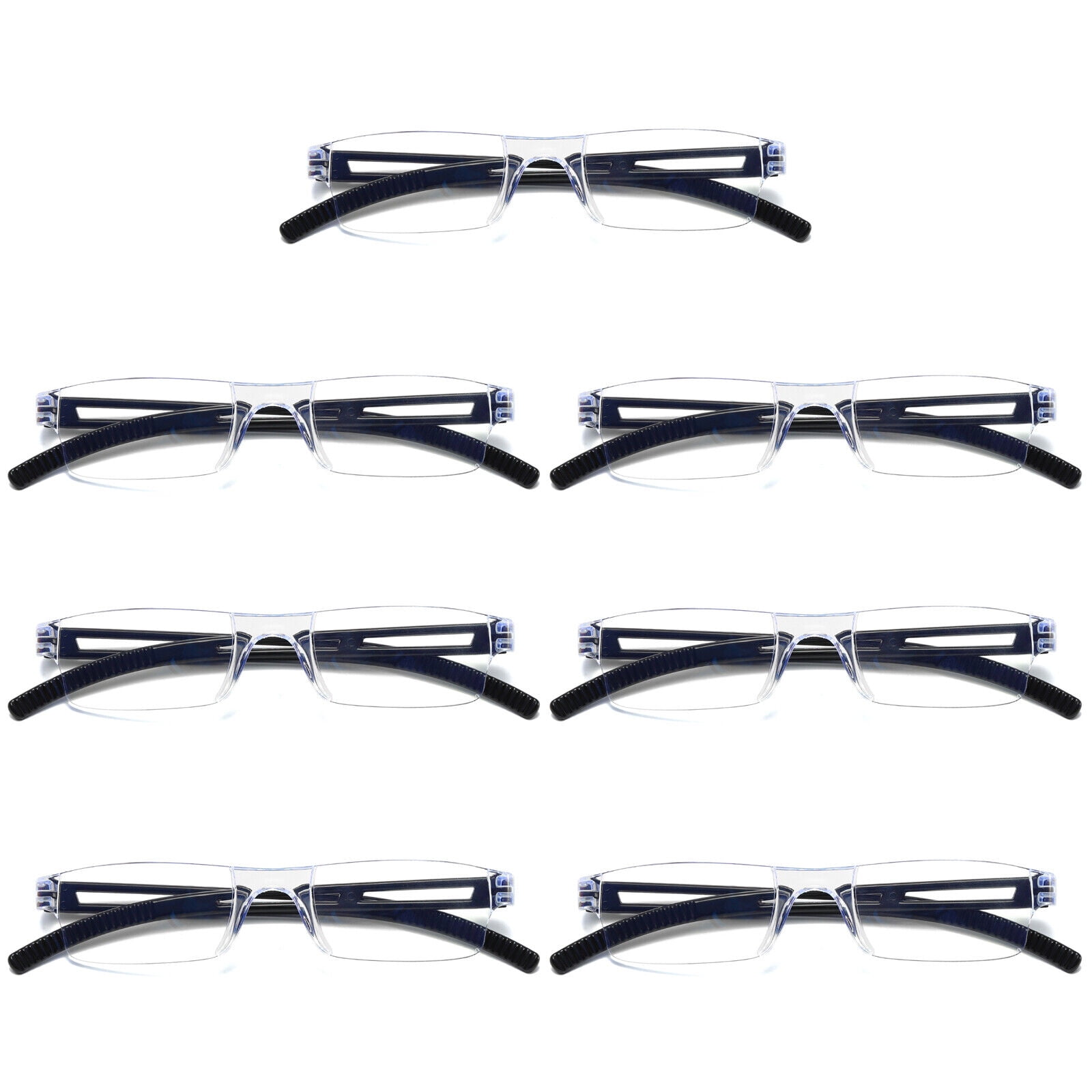7 Pairs Men Women Rimless Reading Glasses Blue Light Blocking Unisex ...