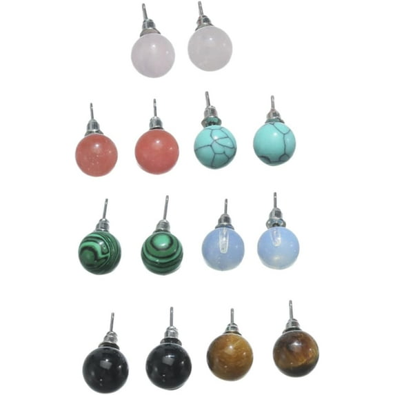 7 Pairs Natural Stone Earrings Turquoise and Mixed Colors Lightweight ...