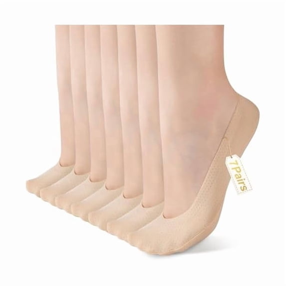 7 Pairs No Show Socks Womens Ultra Low Cut Liners Non Slip Invisible ...