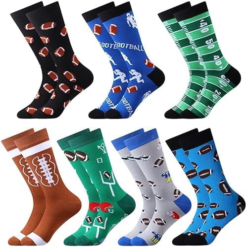 7 Pairs Novelty Football Book Socks Cotton Unisex Socks Sports Team ...