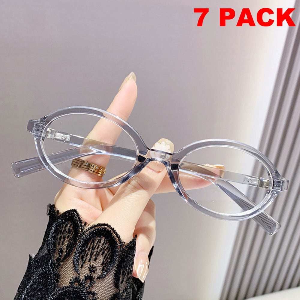 7 Pairs of Transparent Gray Anti-blue Light Reading Glasses Oval ...