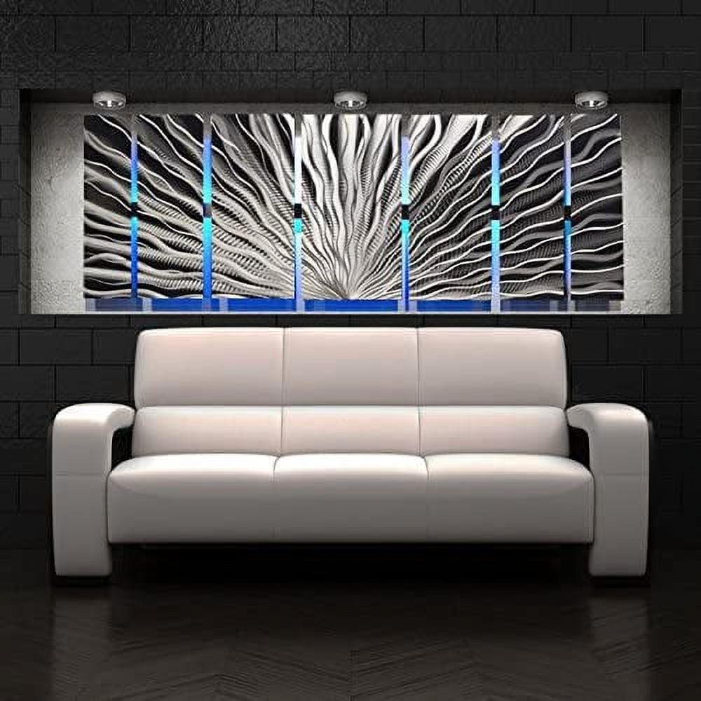 7 Panel Vibration LED Color Changing LED Lighted Metal Wall Art Modern ...