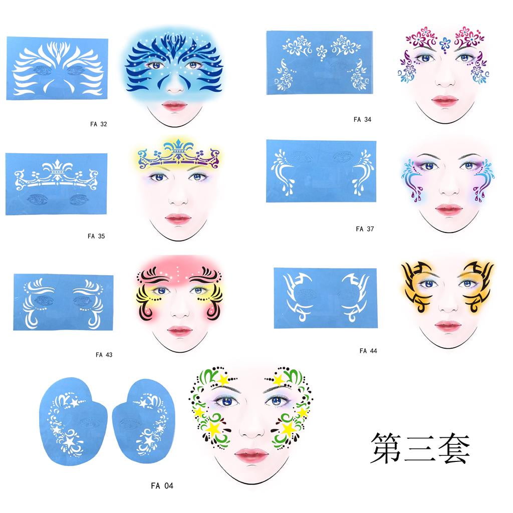 7 Patterns Reusable Body Paint Stencils Template for Birthday/Party ...
