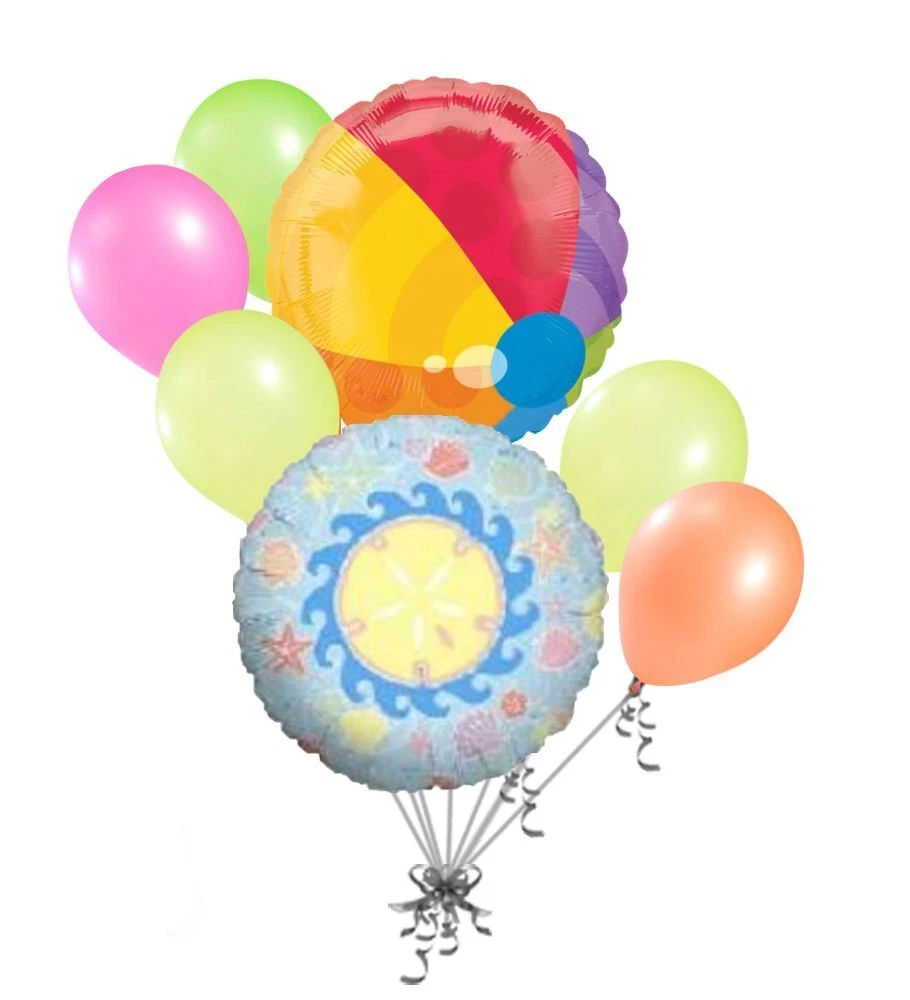 7 Pc Beach Ball & Sea Shell Balloon Bouquet Party Decoration Gift Happy ...