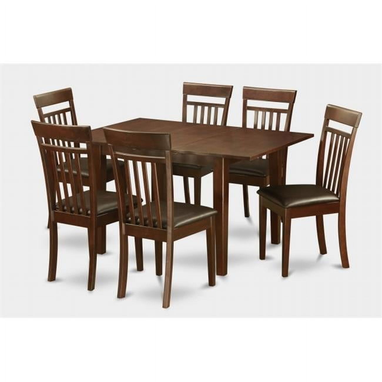 7 Pc Dining Table 32x60in With 6 Slatted Back Faux Leather Seat Chairs ...