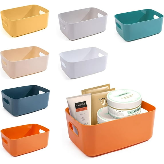 7 Pcs 2.1 L Plastic Storage Bins and Baskets for Efficient Home ...