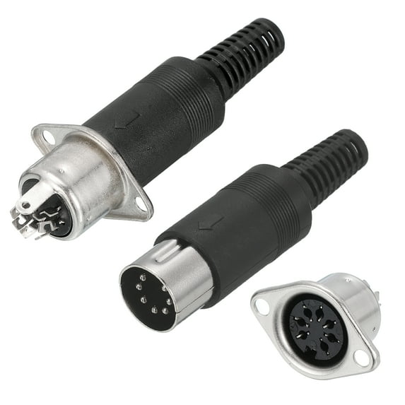 4 Pcs 7-Pin DIN Male Plug Connector+Female Adapter Recessed Socket ...
