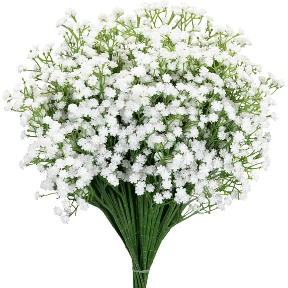 7-Pcs 21” Secure-Stem Realistic Artificial White Babys Breath ...
