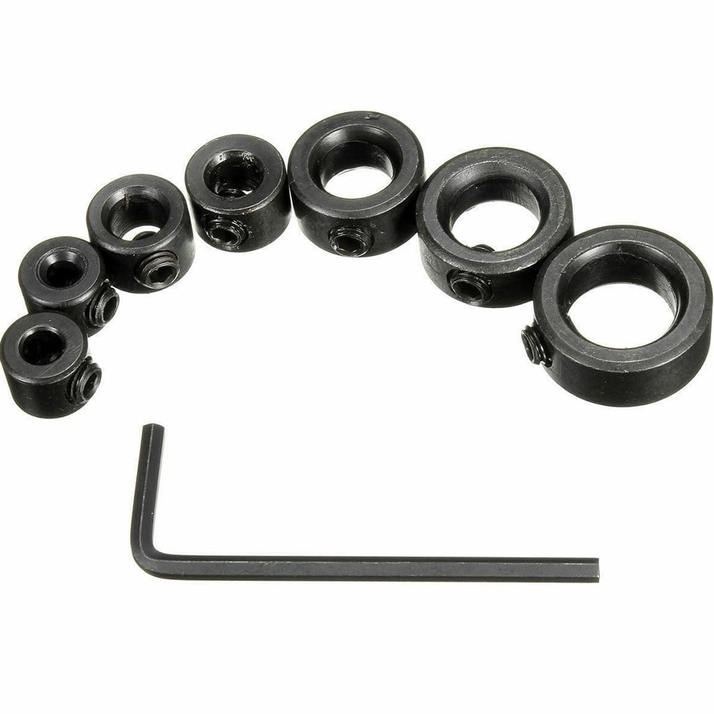 7 Pcs 3-12mm Drill Bit Depth Stop Collar Ring Positioner Spacing Ring ...