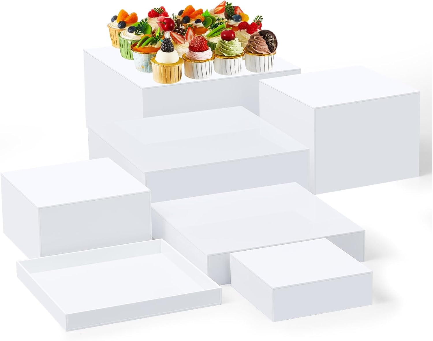 7 Pcs Acrylic Display Box Acrylic Cube 5 Sided Acrylic Box with Hollow ...