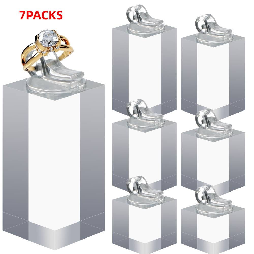 7 Pcs Acrylic Ring Display Stand Jewelry Showcase Clear Cube Storage ...