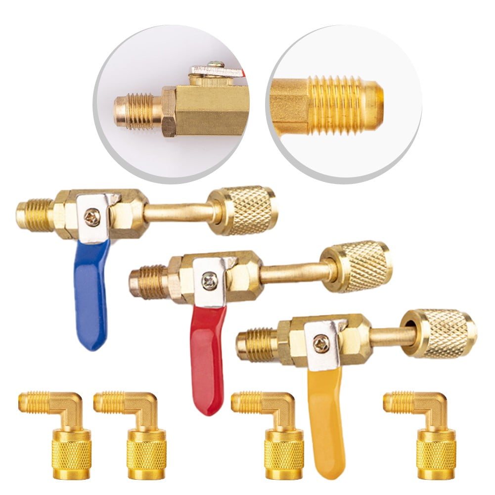 7 Pcs Air Conditioning Compact Ball Valve HVAC Adapter for R134A R410A ...