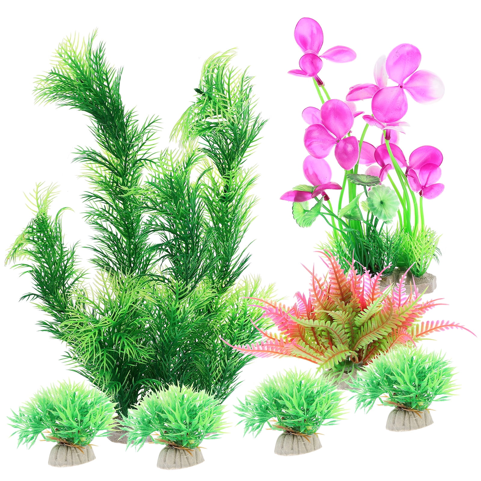 7 Pcs Aquarium Artificial Plant Plastic Plants Small Fish Decoration ...