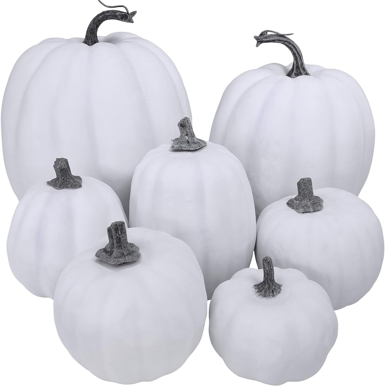 7 Pcs Assorted Sizes Fall Artificial Pumpkins Harvest Faux Foam for ...