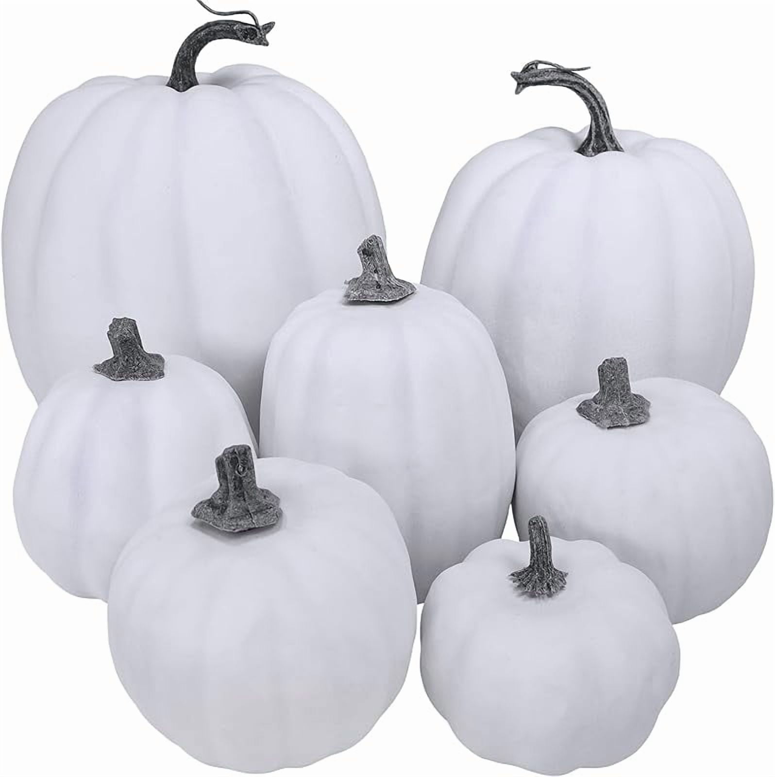 7 Pcs Assorted Sizes Fall Artificial Pumpkins Harvest Pumpkins Faux ...