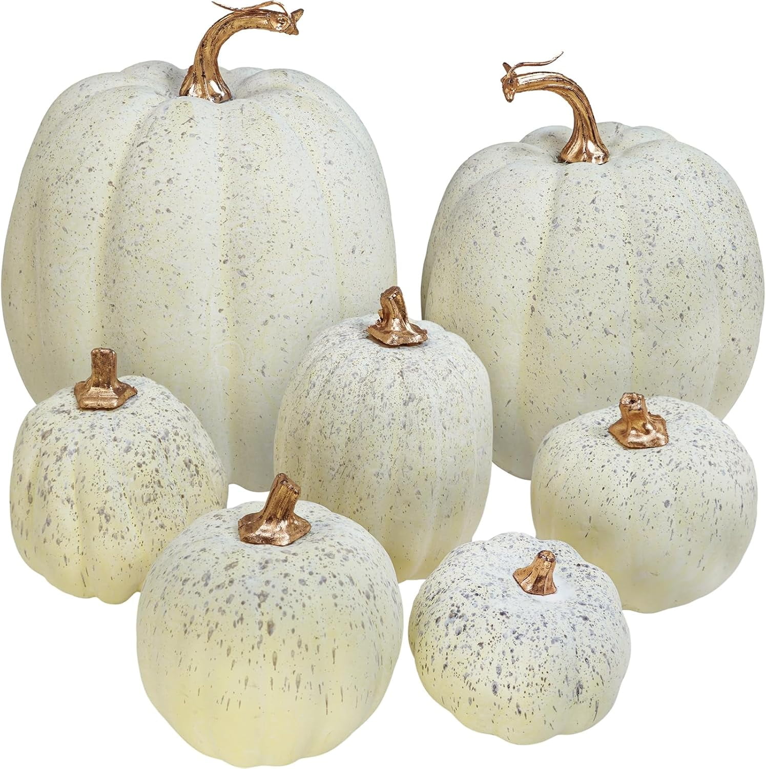 7 Pcs Assorted Sizes Harvest Cream Artificial Pumpkins Faux Cream ...