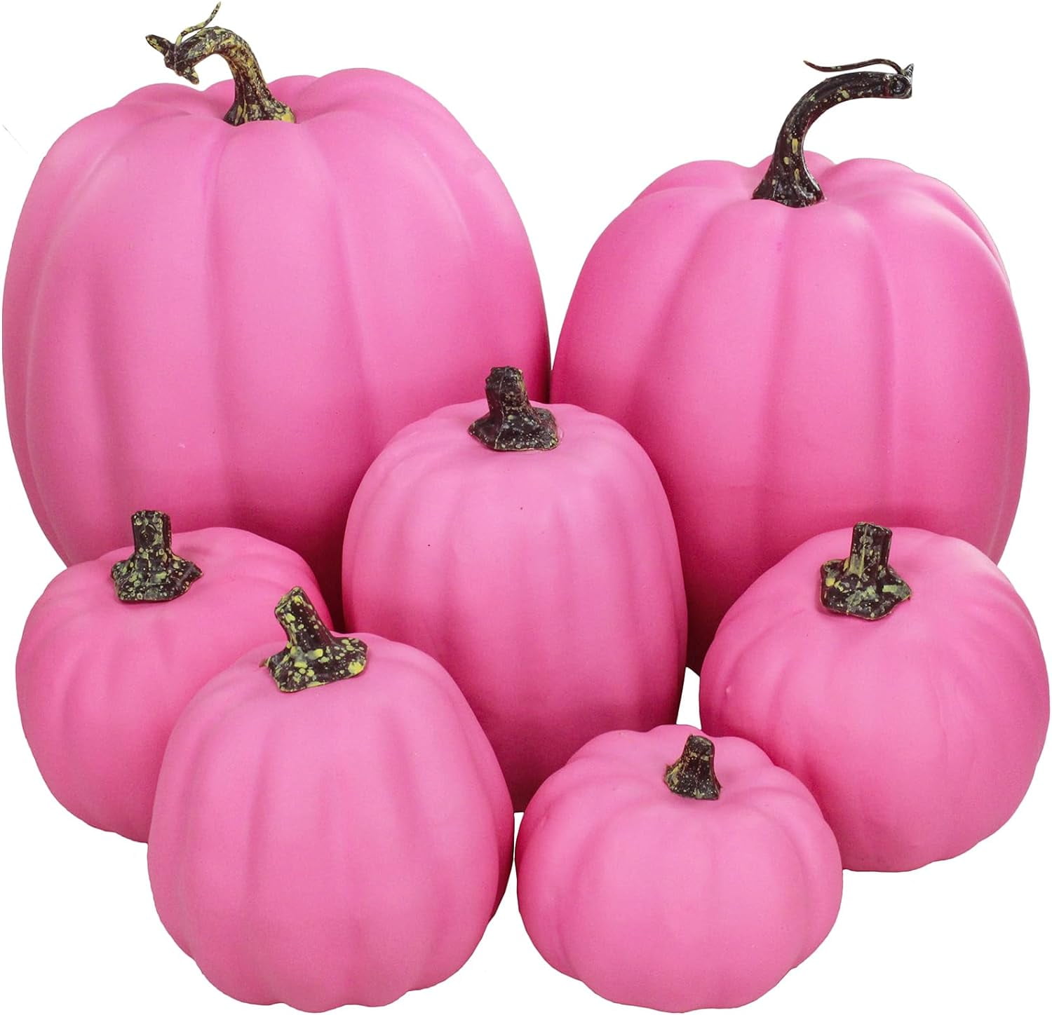 7 Pcs Assorted Sizes Hot Pink Artificial Pumpkins Fall Decorative ...