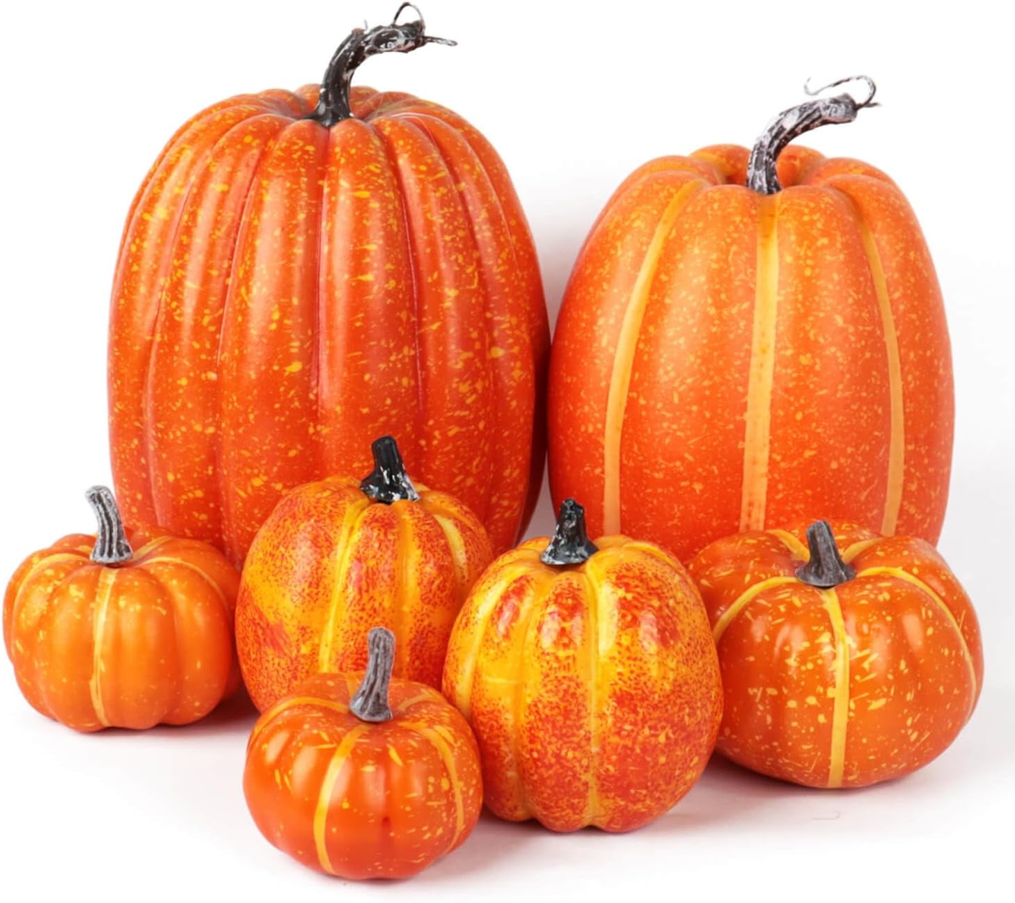 7 Pcs Assorted White Plastic Pumpkins for Decorating - Artificial Foam ...