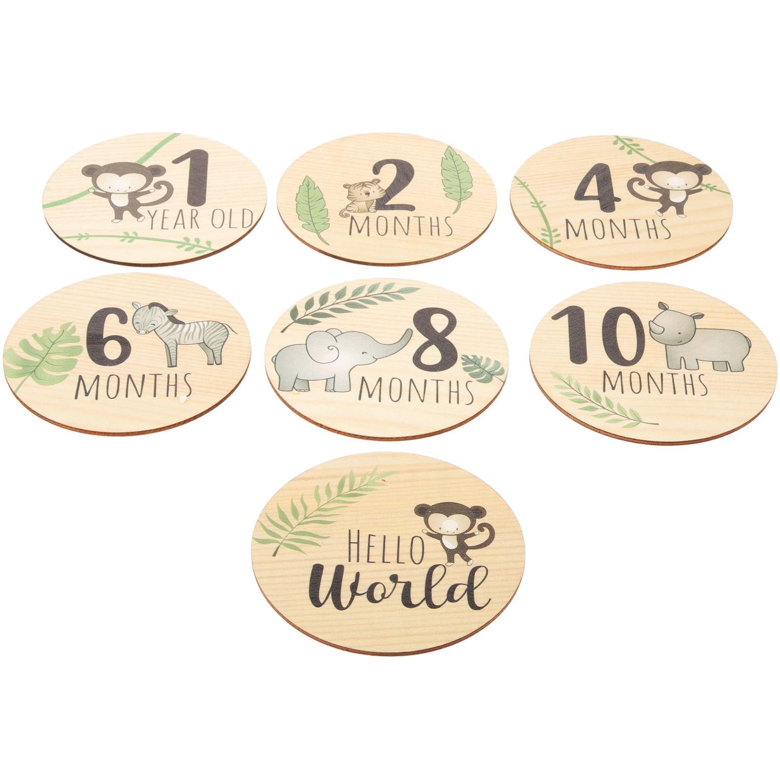 7 Pcs Baby Monthly Milestones Wooden Announcement Sign Plaques Disc ...