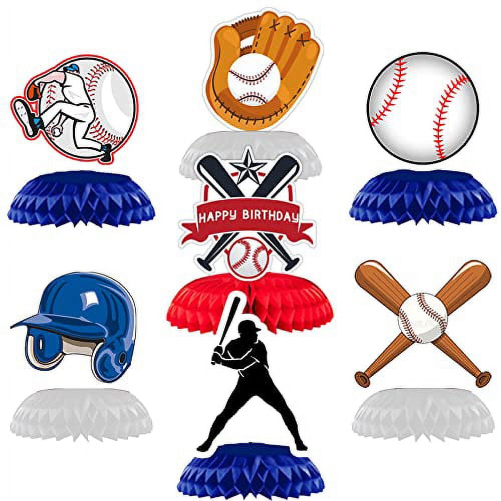 7 Pcs Baseball Birthday Honeycomb Centerpieces, 3D Double-Sided ...