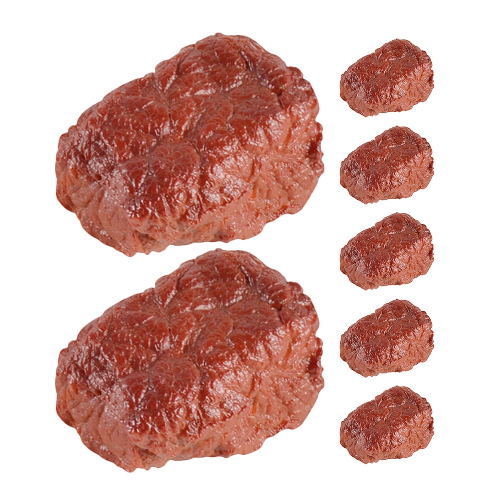 7 Pcs Beef Cubes Food Display Simulation Meat Fake Foods Simulation ...