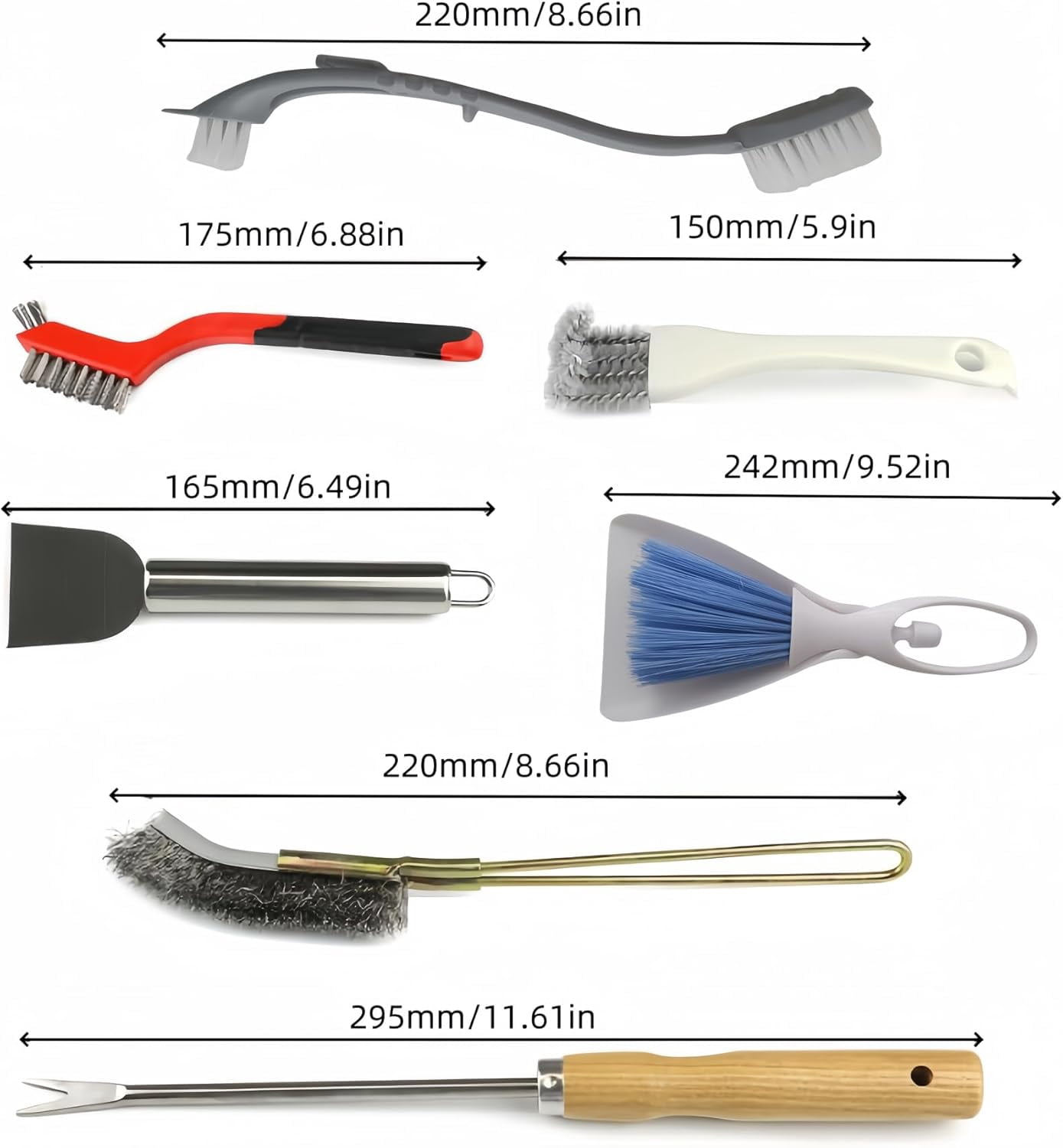7 Pcs Bird Cage Cleaning Brush Kit Stainless Steel Poop Remover Long ...
