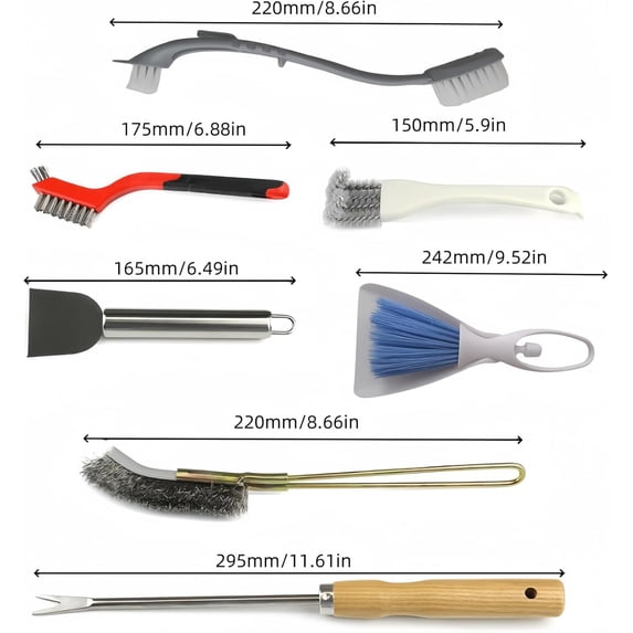 7 Pcs Bird Cage Cleaning Brush Kit Stainless Steel Poop Remover Long ...