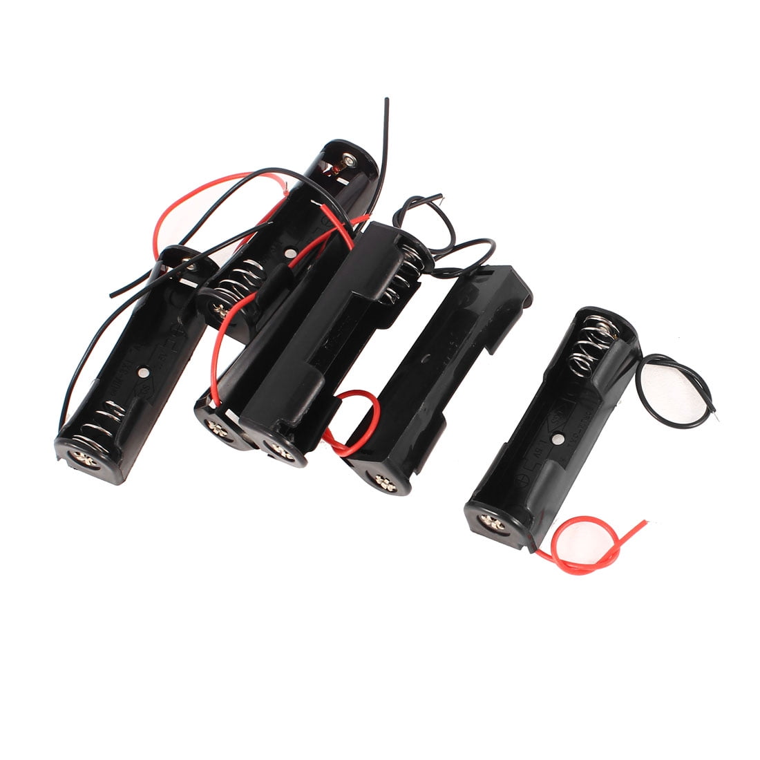 7 Pcs Black Red Wires Spring Loaded Batteries Box Case Holder for 1 x ...