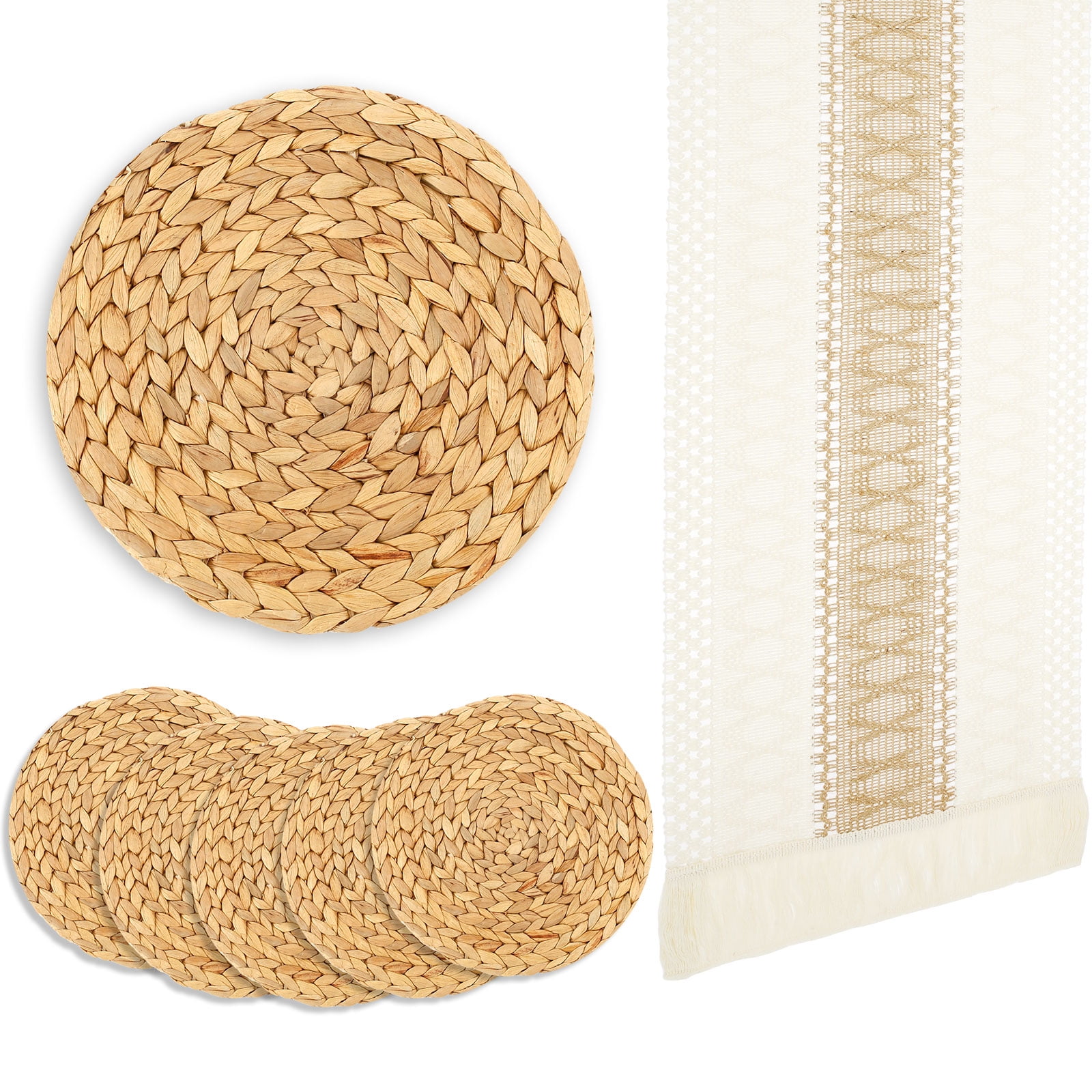 7 Pcs Boho Table Runner and Placemats Set 72 In Long Table Runner 11.8 ...