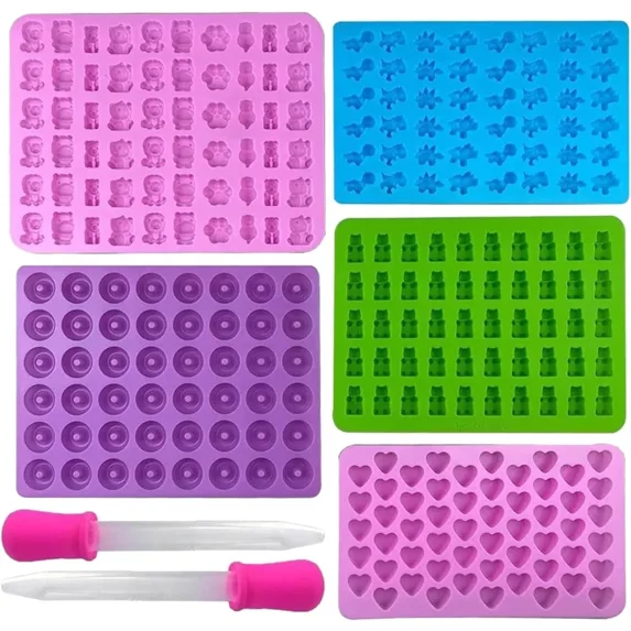 7 Pcs Candy Silicone Moulds Set Candy Gummy Molds Jelly Trays Mold Set ...