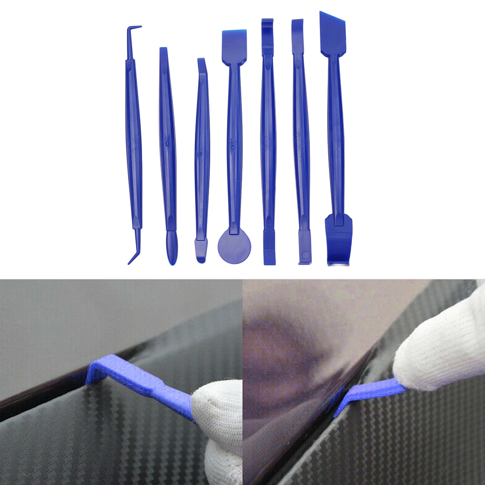 7 Pcs Car Wrap Vinyl Tools Kit 3D Carbon Fiber Decal Film Squeegee Felt ...