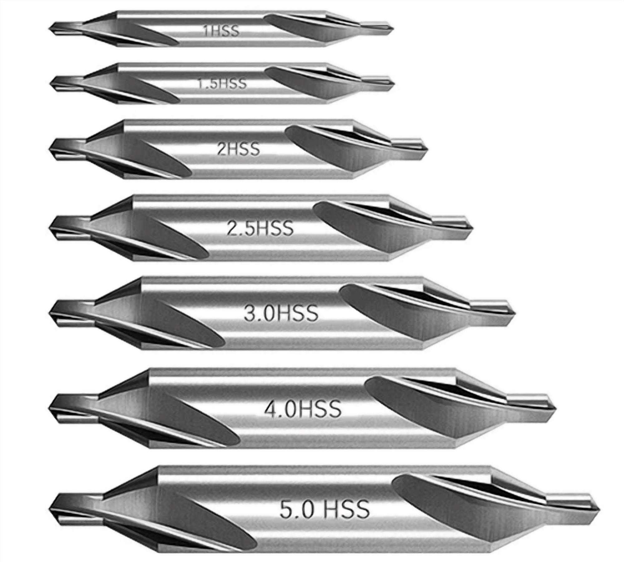 7 Pcs Center Drill Bits Set Hss M2 High Speed Steel 60-Degree Angle ...
