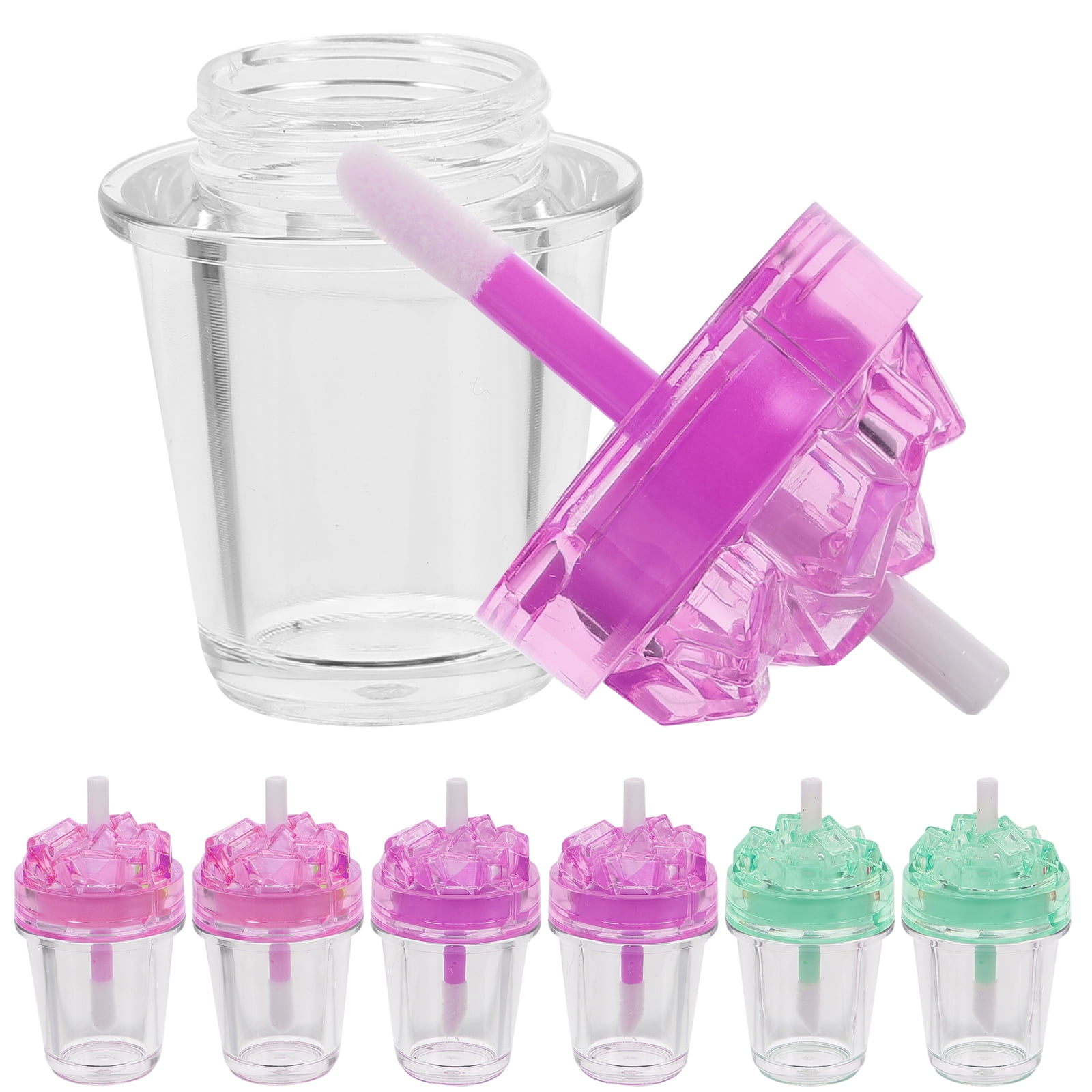 7 Pcs Clear Milk Tea Bottle Lip Glaze Tube Lip Cream Container Travel ...