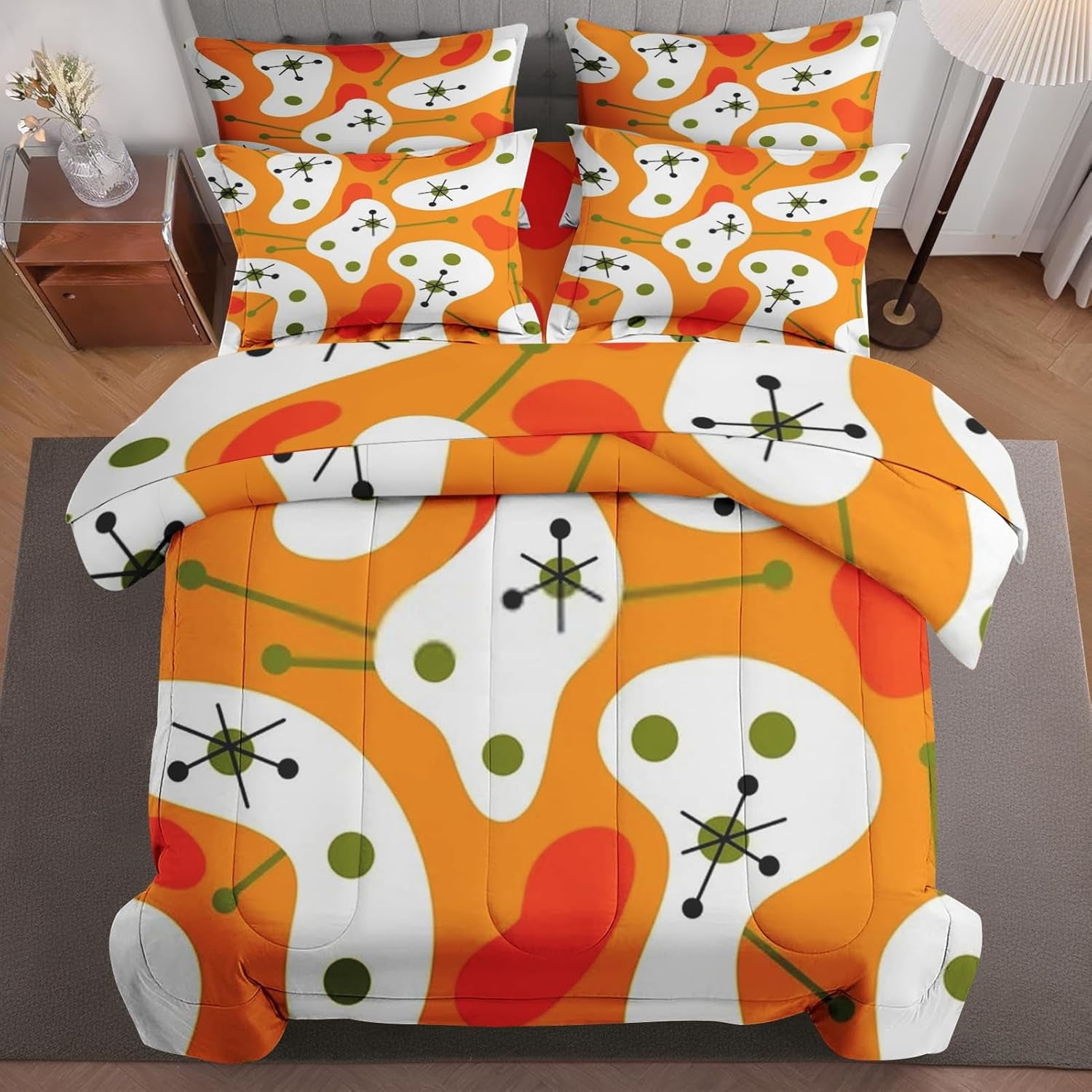 7 Pcs Comforter Set Full Size Vintage Summer Spring Bed in a Bag with ...