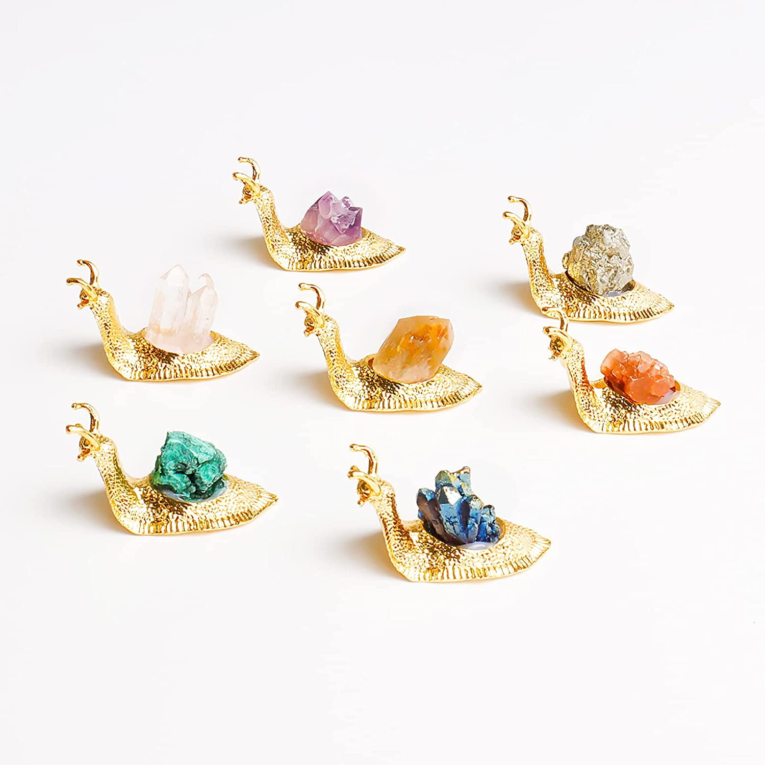 7 Pcs Crystal Snail Figurines 2 Inch Snail Figure Handmade Crushed ...