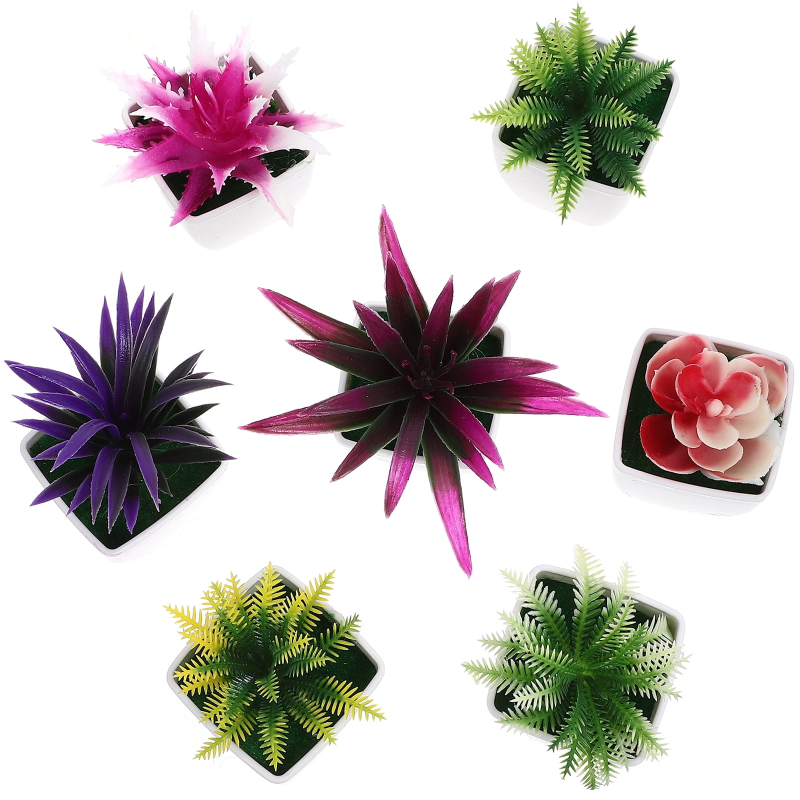 7 Pcs Desktop Decoration Ornament Artificial Flowers Potted Plant Props ...