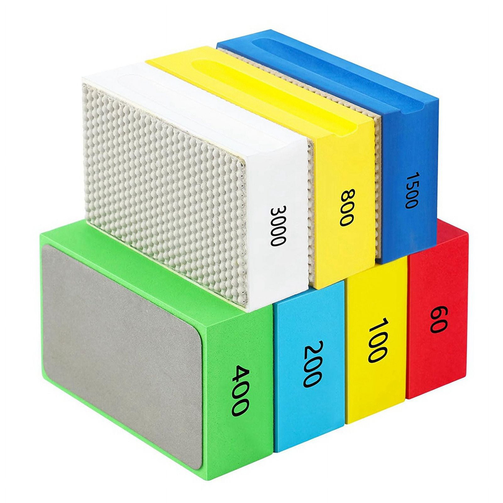 7 Pcs Diamond Hand Polishing Pads 60/100/200/400/800/1500/3000 Grit ...