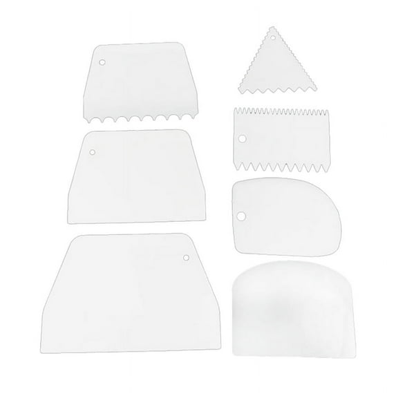 7 Pcs Dough Cake Plastic Icing Scraper Cake Smoother,Dough & Bench ...