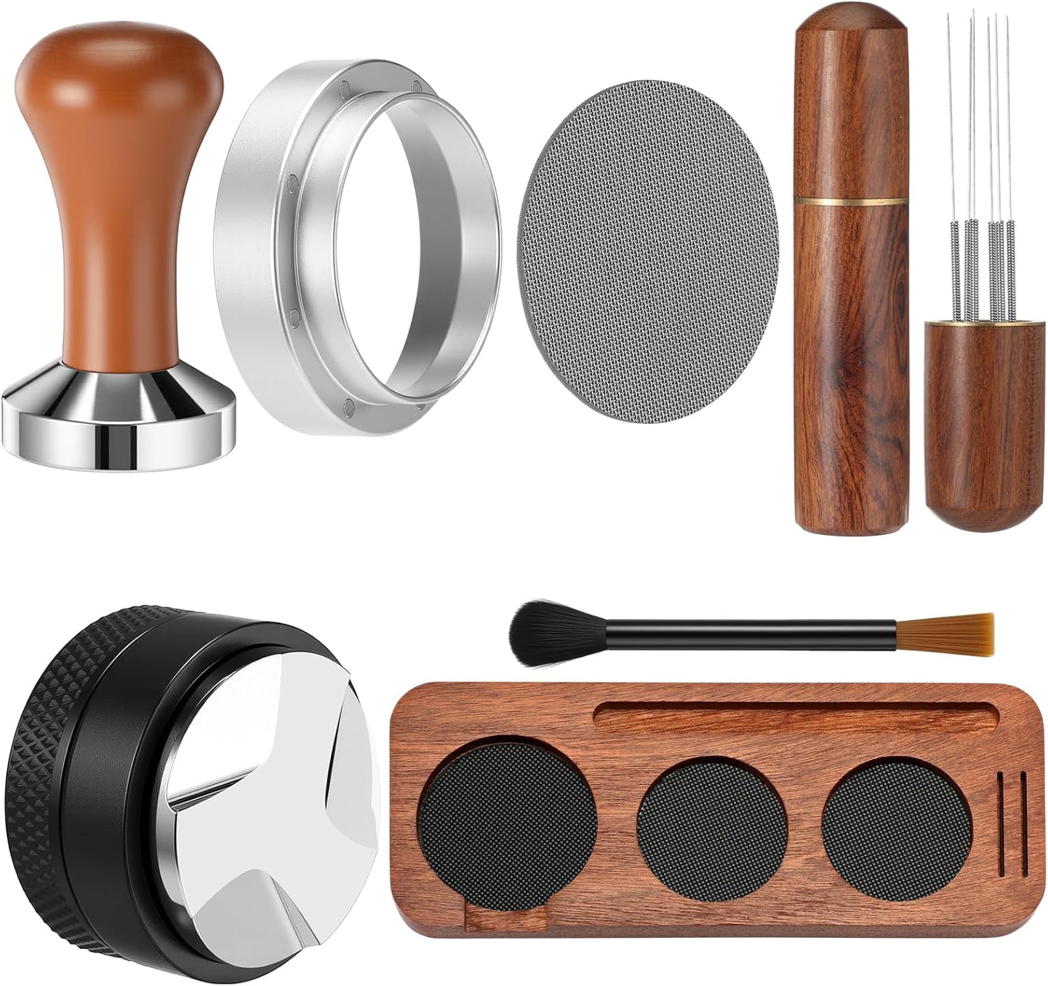 7 Pcs Espresso Accessories Kit, 53 mm Coffee Tamper Set Espresso ...
