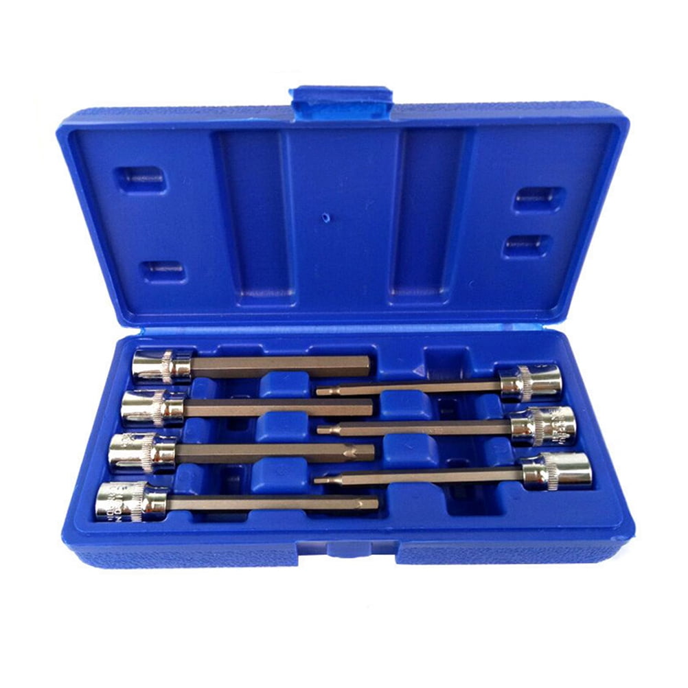 7 Pcs Extra Long Metric Hex Bit Socket Set Vanadium Steel Sockets Hex ...