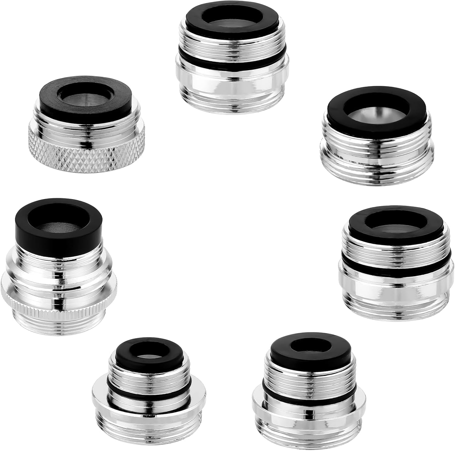 7 Pcs Faucet Adapter Kit Male/Female Aerator Adapter Brass Sink Faucet ...