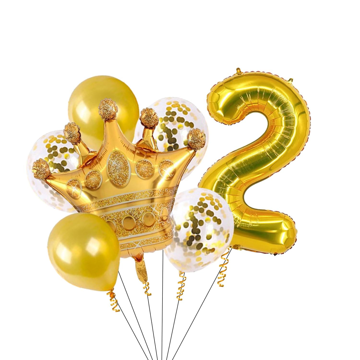 7 Pcs Gold Balloons Birthday Decorations, BSL1 32 Inch Mylar Number 2 ...