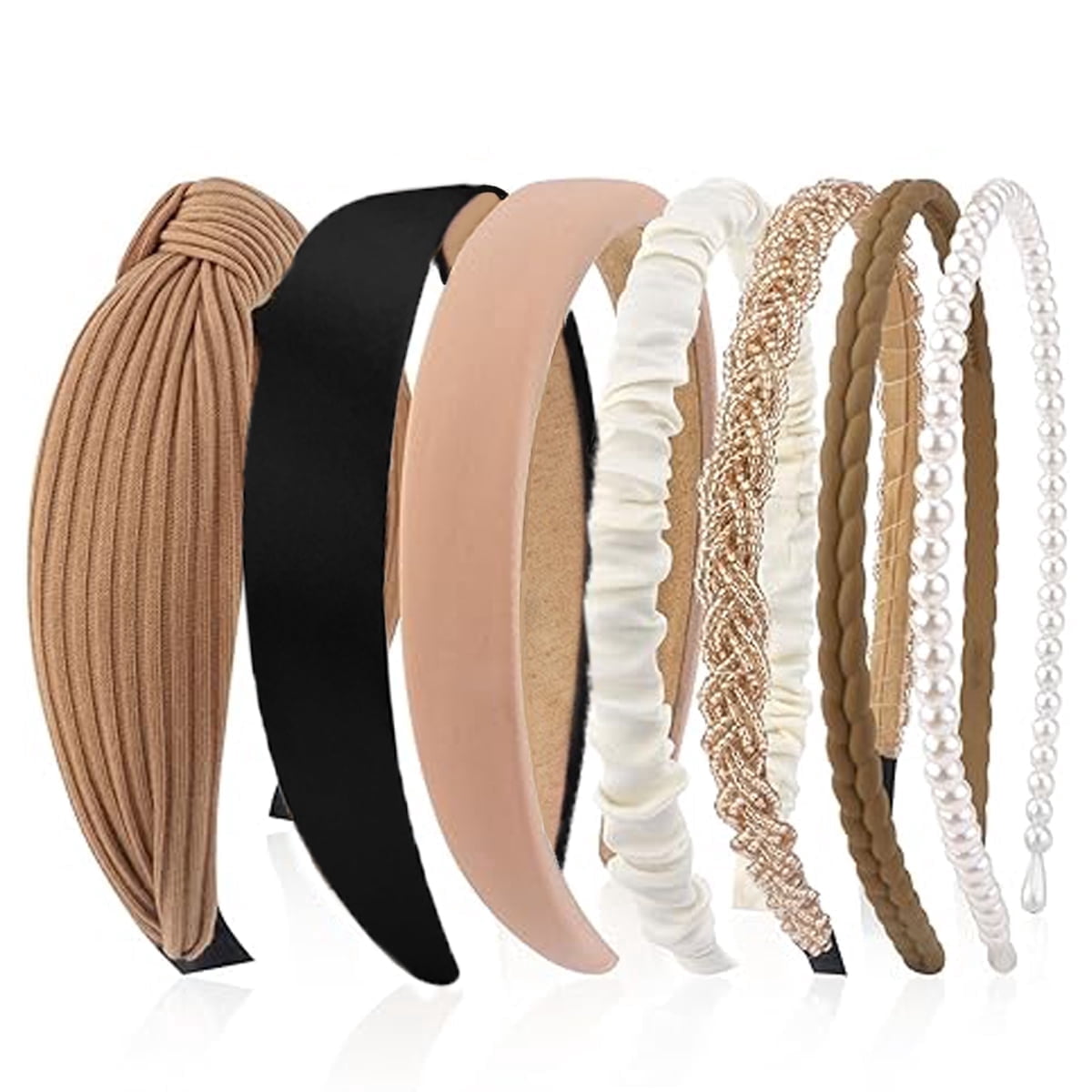 7 Pcs Headbands for Women Gifts Brown Knotted Solid Head Bands Pearl ...